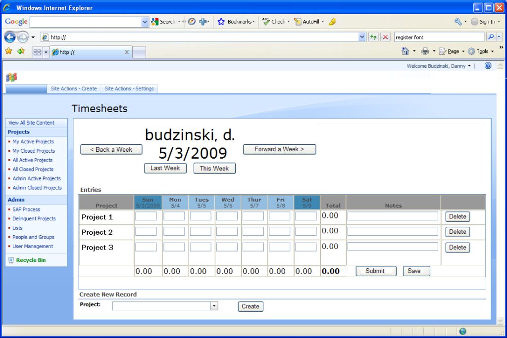 SharePoint Timesheet Entry Portal | DMC, Inc.